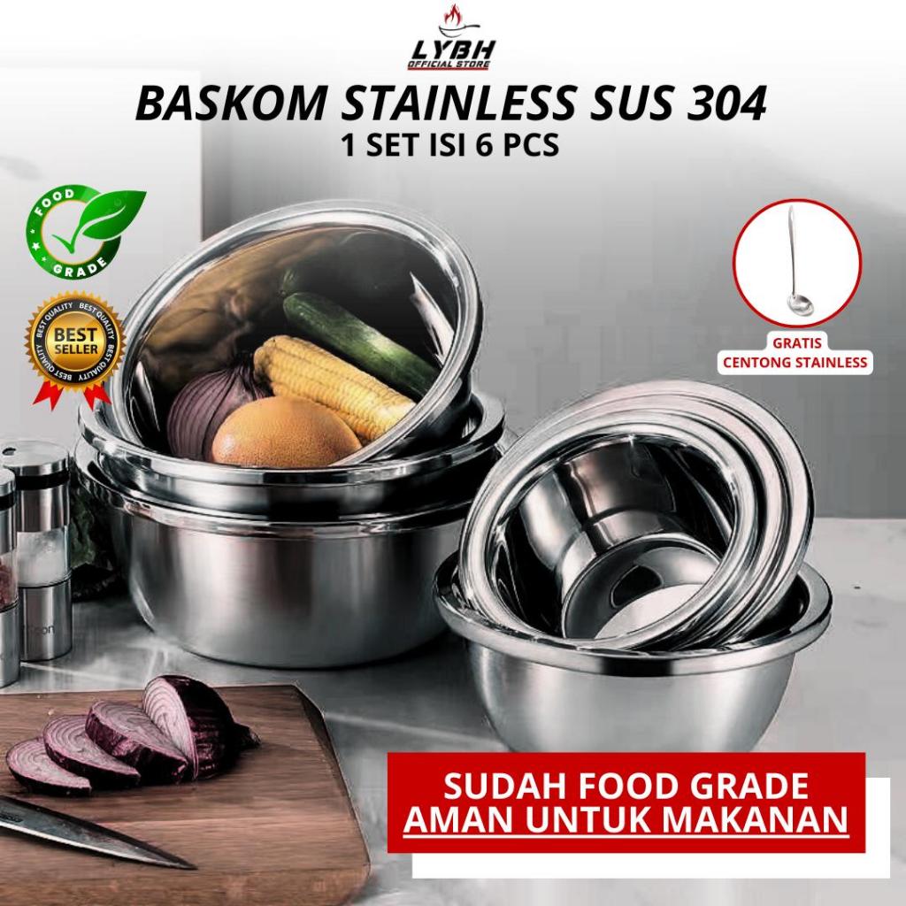 Jual "COD"【5+1Baskom】Stainless Steel Baskom Set, Baskom Makanan ...
