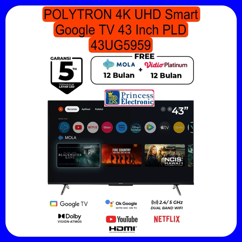 Jual POLYTRON 4K UHD Smart Google TV 43 Inch PLD 43UG5959 | Shopee ...