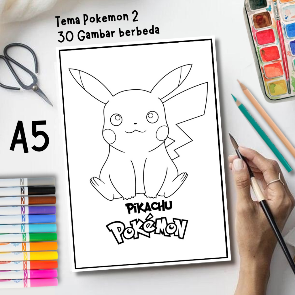 Jual 30 Gambar Kertas mewarnai anak / Coloring / Sketsa Tema Pokemon 2 ...