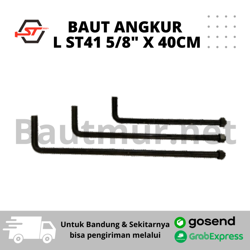 Jual Baut Angkur L ST41 5/8" x 40cm (16mm x 40cm) plus mur - Besi Baja | Shopee Indonesia