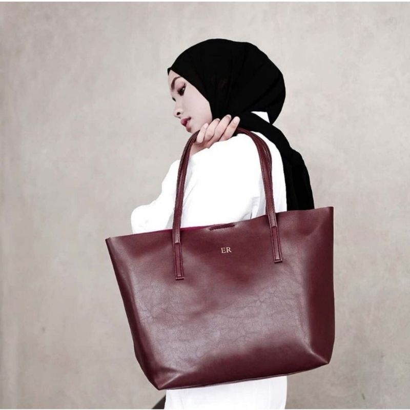 Jual MICHA BAG TOTEBAG TAS WANITA FREE CUSTOM NAMA BURGUNDY | Shopee ...