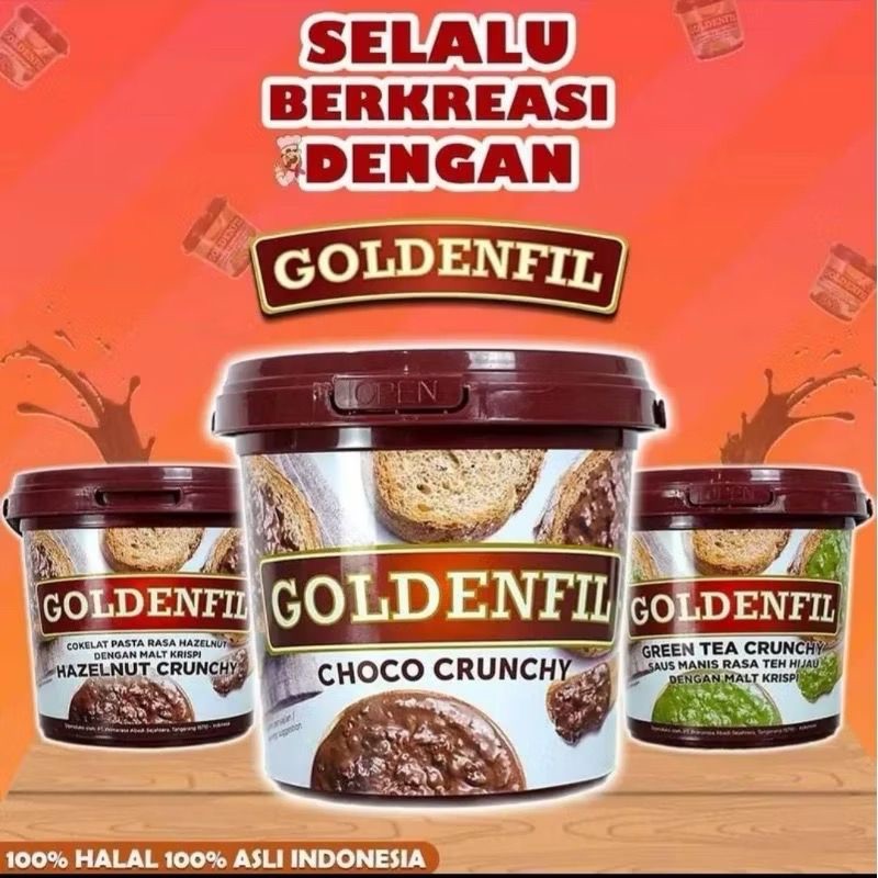 Jual [READY MEDAN] Goldenfil 1Kg Selai Crunchy Coklat Selai Roti Bakar ...