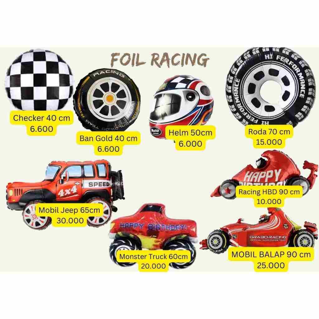Jual Racing Car Wheel Balloon balon foil 18 inchs balon foil roda mobil ...