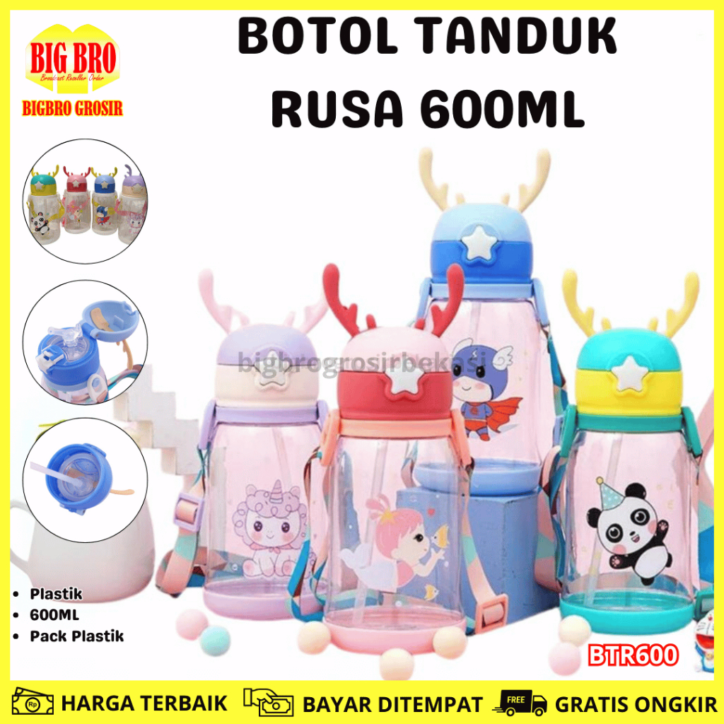 Jual BB BOTOL RUSA BABY BEAR 600ML BOTOL AIR MINUM ANAK BPA FREE BOTOL ANAK LUCU TANDUK 600ML ...
