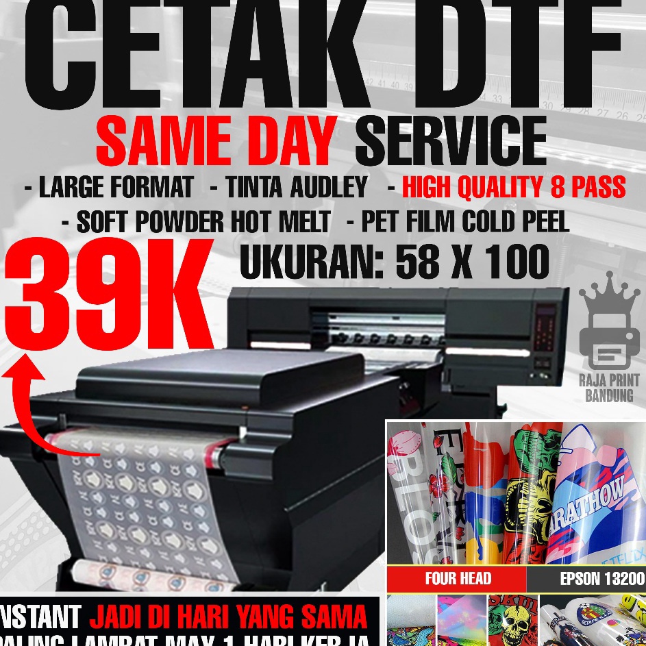 Jual berkualitas Cetak Print DTF Sablon Permeter Lebar 6cm 3cm A4 A3 High Quality 8 Pass Murah ...