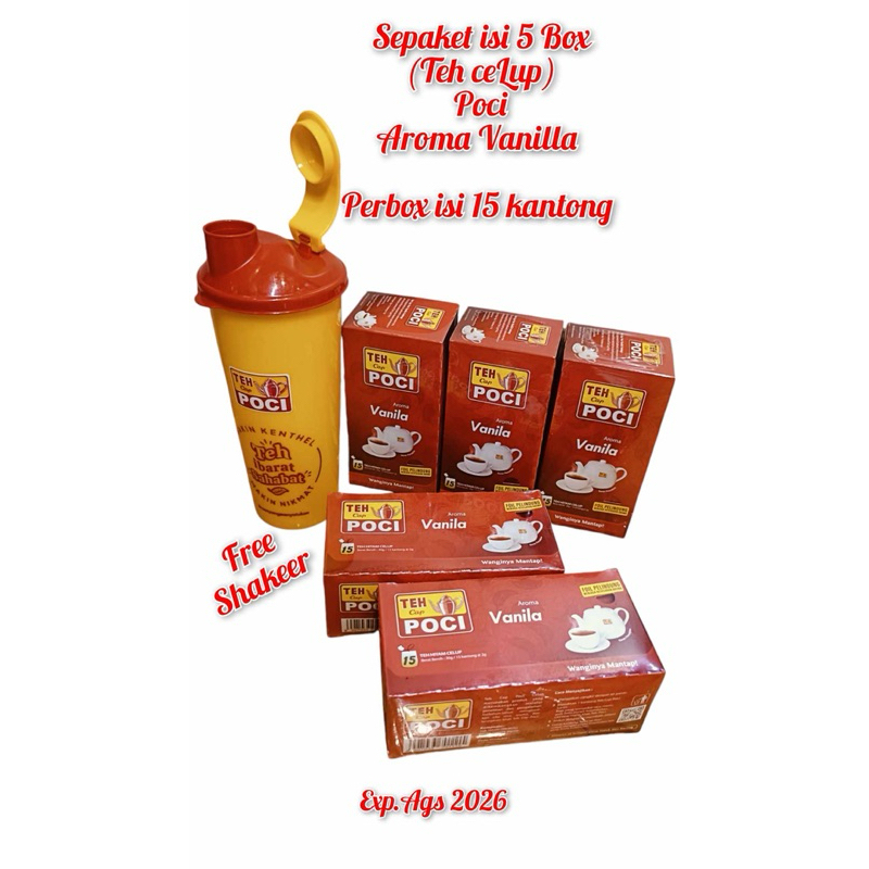 Jual TEH POCI VANILLA SEPAKET ISI 5 BOX (PERBOX ISI 15 Kantong Teh ...
