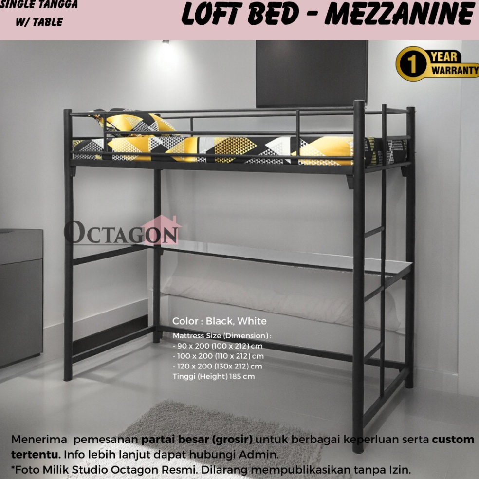 Jual SALEE Loft Bed Besi Minimalis Ranjang Susun Mezzanine Floating 9x2 ...