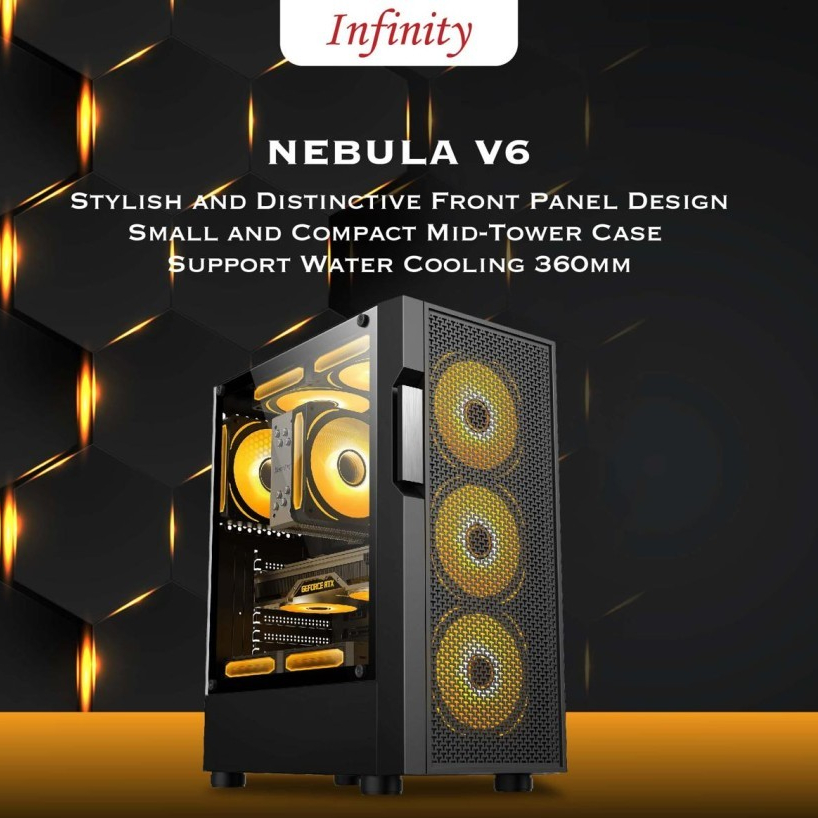 Jual Casing PC Infinity Nebula V6 Tempered Glass ATX Black Include 3Fan ...