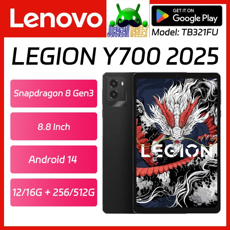 Jual Lenovo Legion Y700 2025 Eclipse Black TB321FU 12/256GB UFS 4.0 WiFi6 Snapdragon 8 Gen3 2K 8 ...