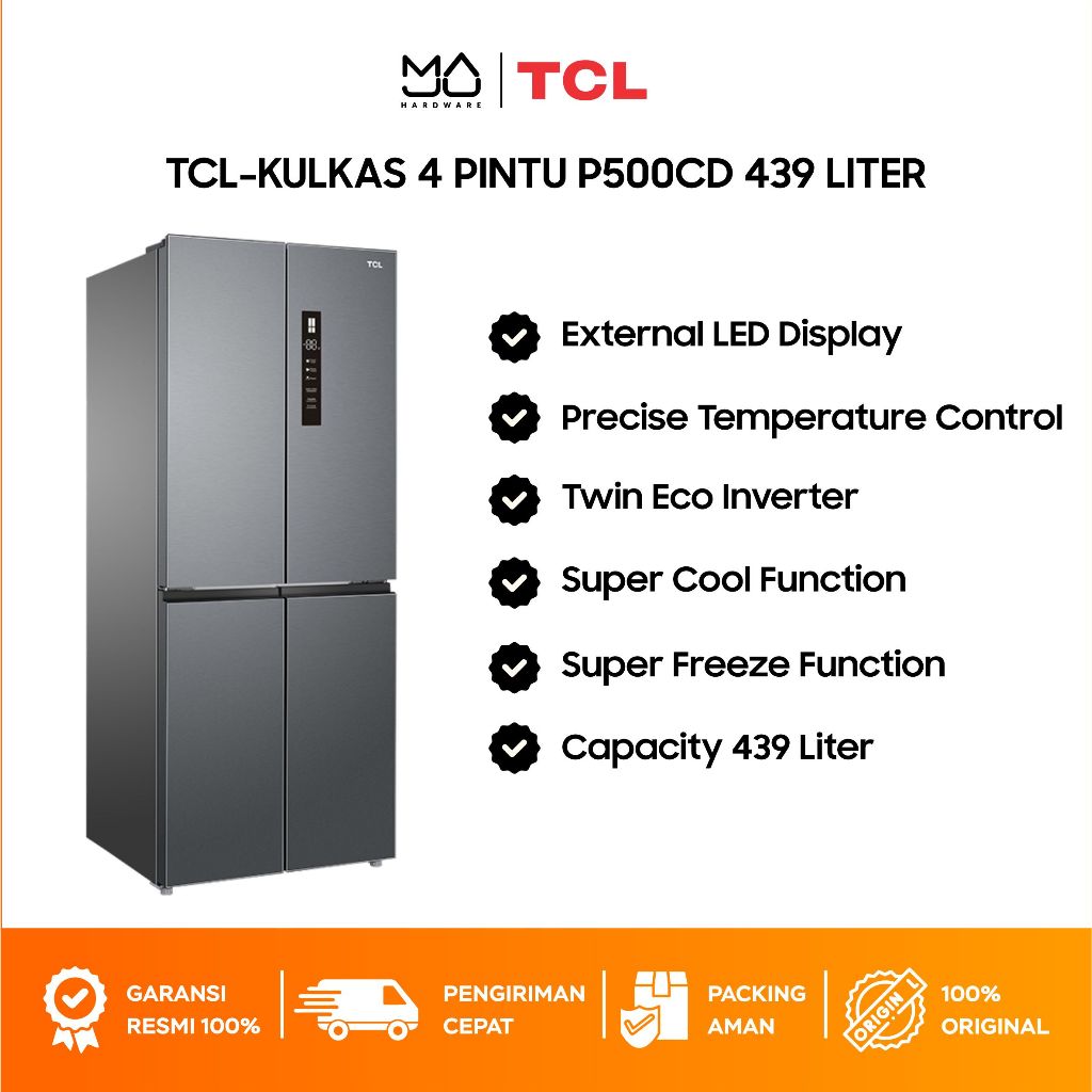 Jual TCL Kulkas 4 Pintu 439 L No Frost Twin Eco Inverter (P500CD ...