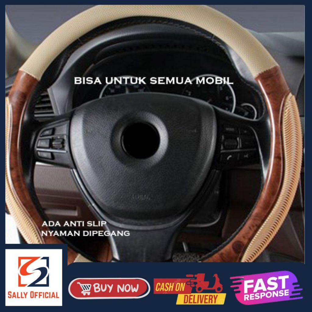 Jual Cover Stir Mobil / Sarung Setir Kulit Carbon Kayu Coklat | Shopee ...