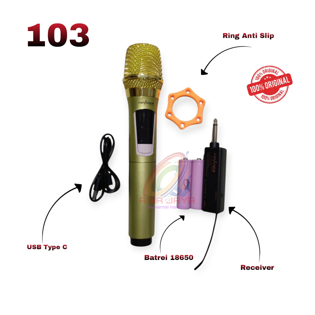 Jual Advance Microphone MIC 103 Profesional Mic Wireless Karaoke Single ...