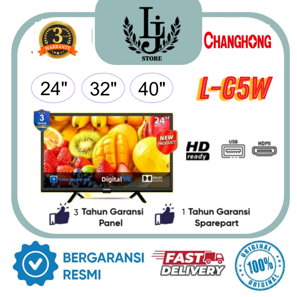 Jual TV LED Changhong 24G5W / 32G5W / 40G5W TV Digital Changhong LED ...
