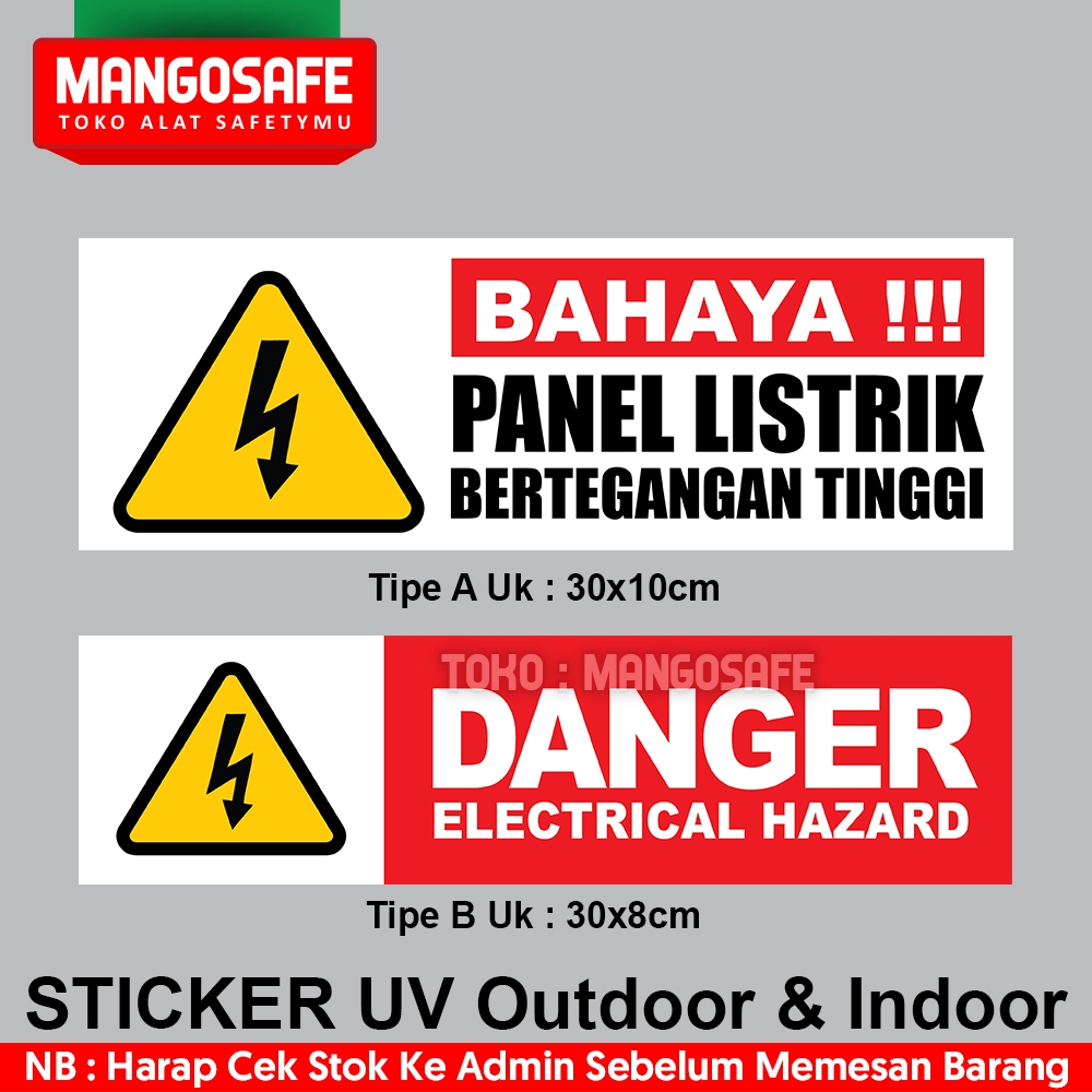 Jual Stiker Bahaya Panel Listrik Bertegangan Tinggi Danger Electrical ...