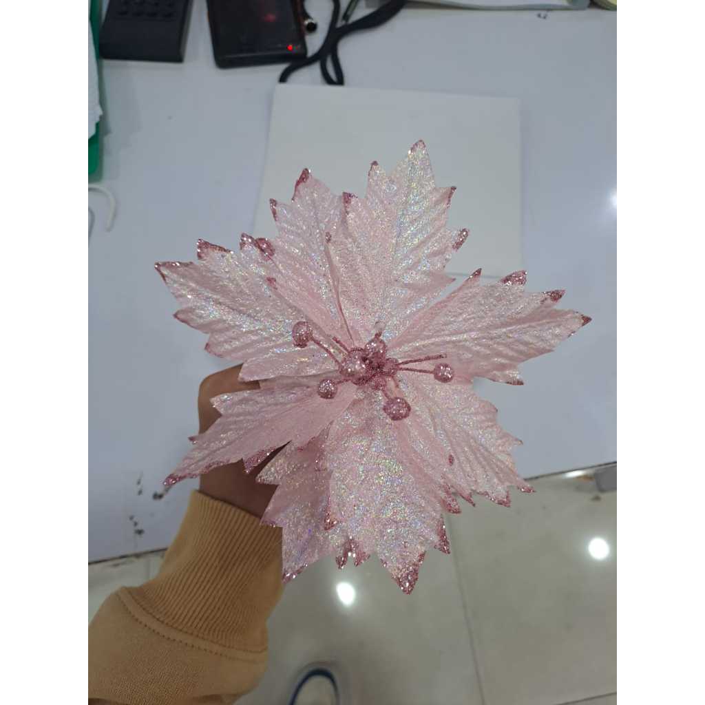 Jual bunga pohon natal kecil pink 20cm | Shopee Indonesia
