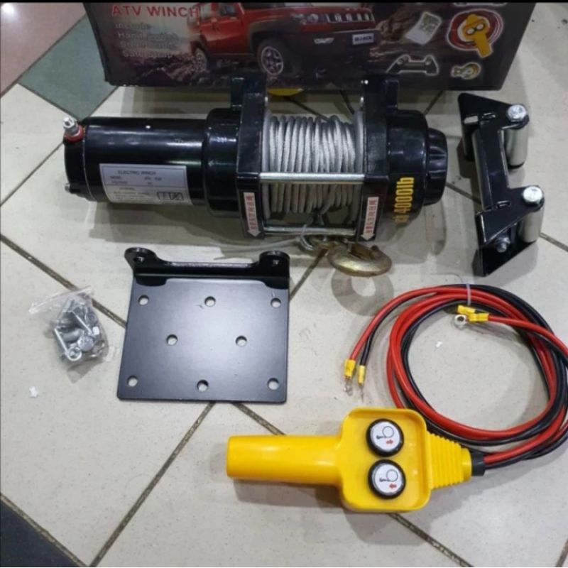 Jual electric winch 1000KG 1500KG 1700KG 2000KG 12 volt winch atv derek offroad | Shopee Indonesia