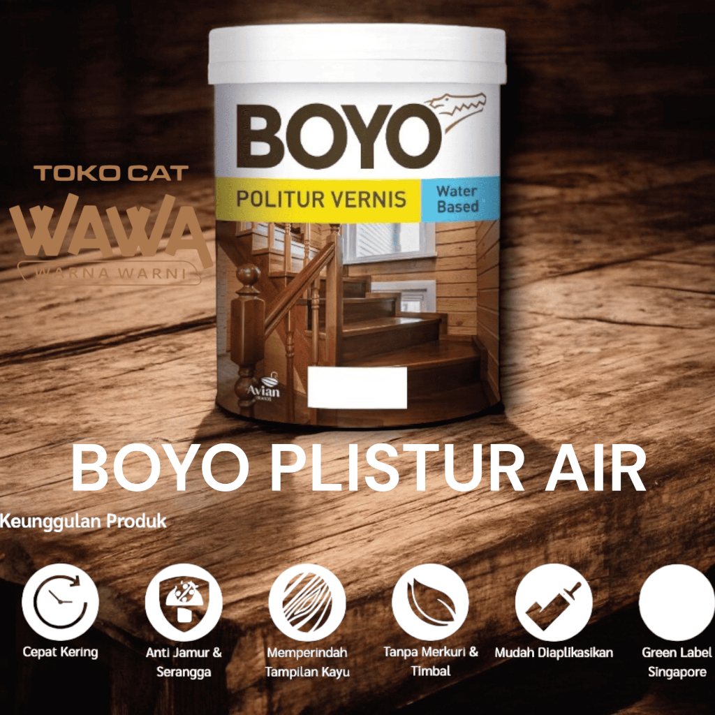 Jual Plistur Boyo Avian warna politur cat kayu water based pengencer ...