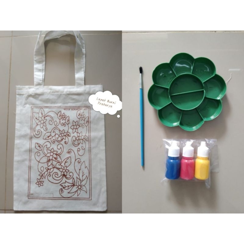Jual Paket Melukis Tote Bag Batik 30x40cm lengkap kuas, cat dan palet ...