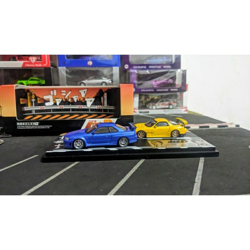 Jual Diecast Modelers Initial D Set 2psc Nissan Skyline GTR R34 & Mazda RX7 | Shopee Indonesia