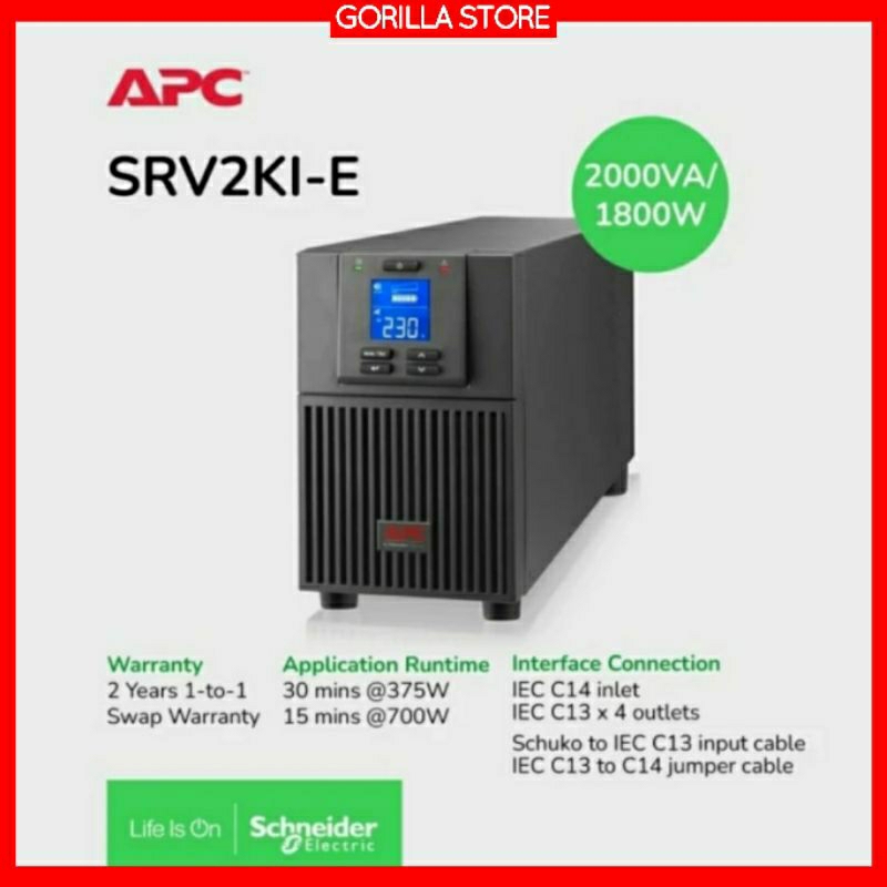 Jual UPS APC Online 2kVa 2000VA 1800W SRV2KI-E Easy UPS Tower | Shopee ...