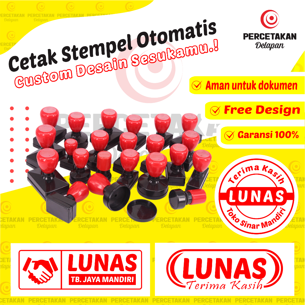Jual Stempel Flash Otomatis Custom - Free Desain | Shopee Indonesia