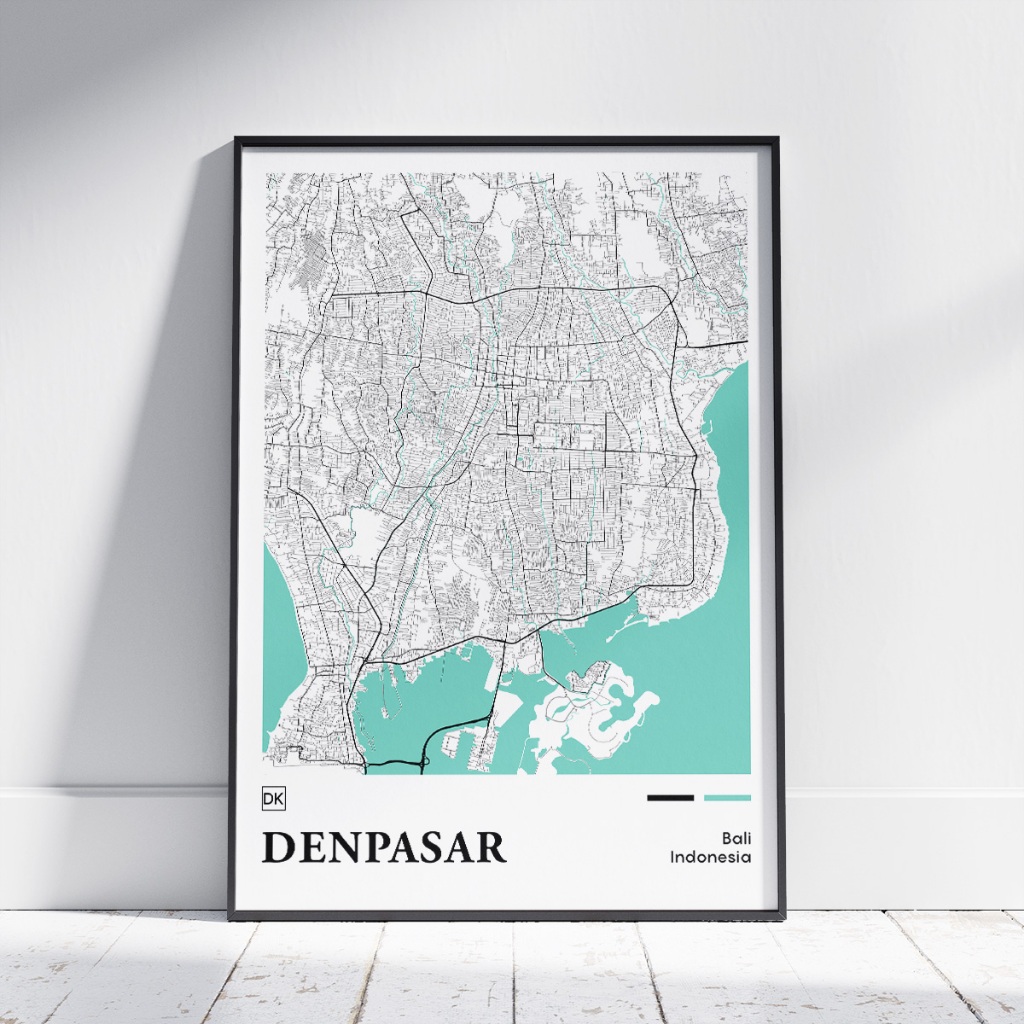 Jual Poster Peta Minimalis Kota Denpasar A1 A2 A3 A4 Semi Matte ...