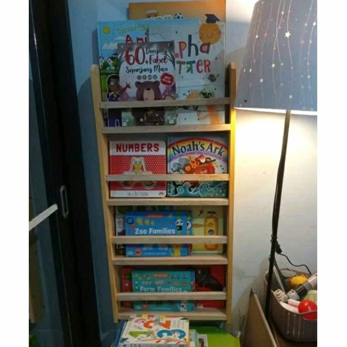 Jual rak tempat buku 4 susun rak tempel dinding rak foto rak kayu ...