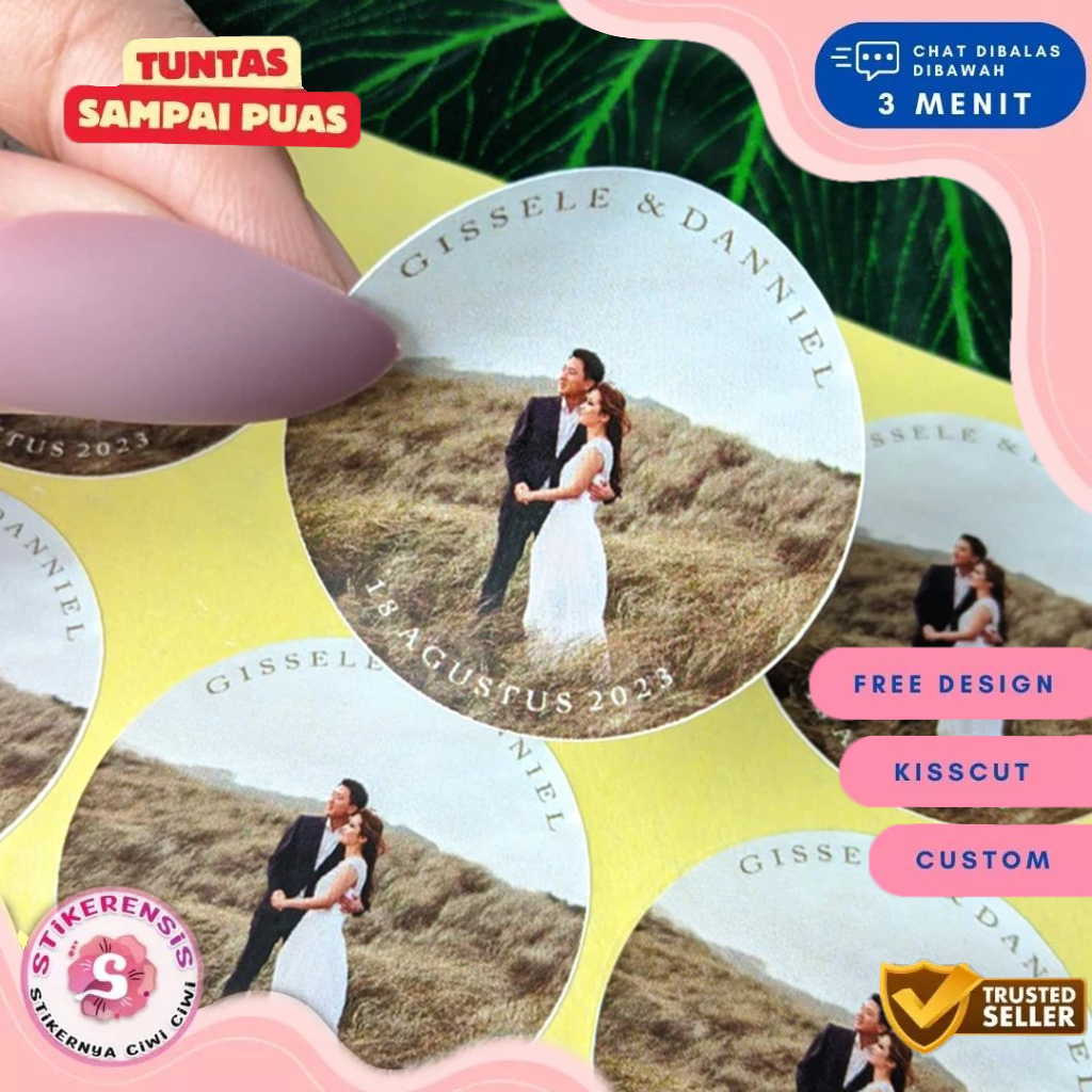 Jual 2-4 Stiker Wedding Souvenir Sticker Stikerensis Custom Ucapan ...