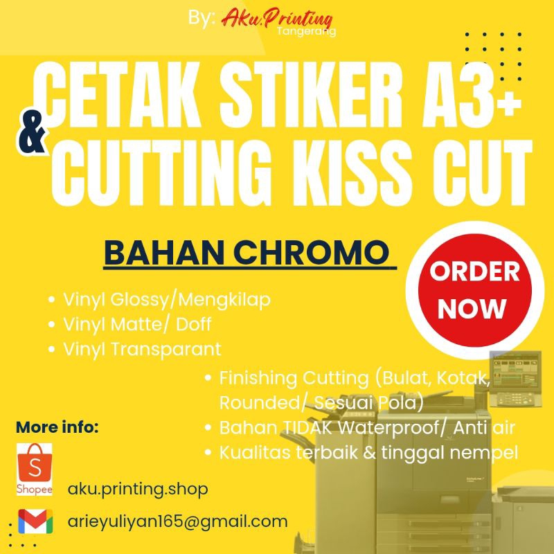 Jual Cetak Stiker A3 Cromo I Cutting kiss cutt I Label kemasan/Logo/Custom | Shopee Indonesia