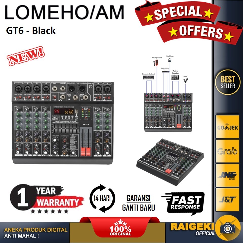 Jual LOMEHO AM-GT6 Mixer Audio Professional DSP 99 Effects Bluetooth ...
