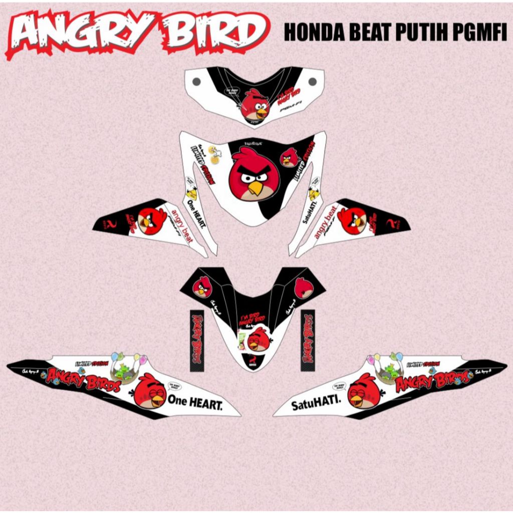 Jual Decal Beat Fi 2013 2014 2015 Full Body Desain ANGRY BIRD PUTIH ...