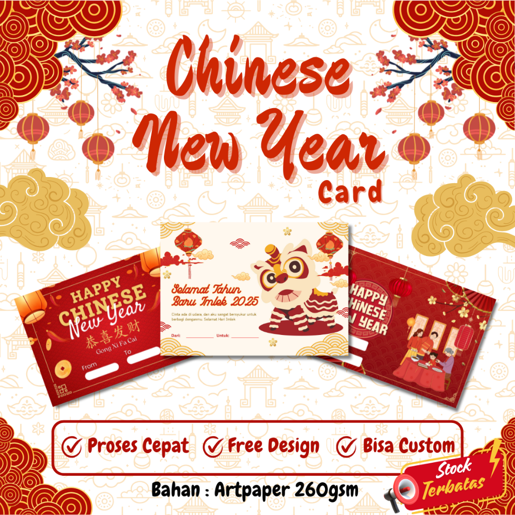 Jual (FREE CUSTOM) STICKER / KARTU UCAPAN IMLEK / CHINESE NEW YEAR ...