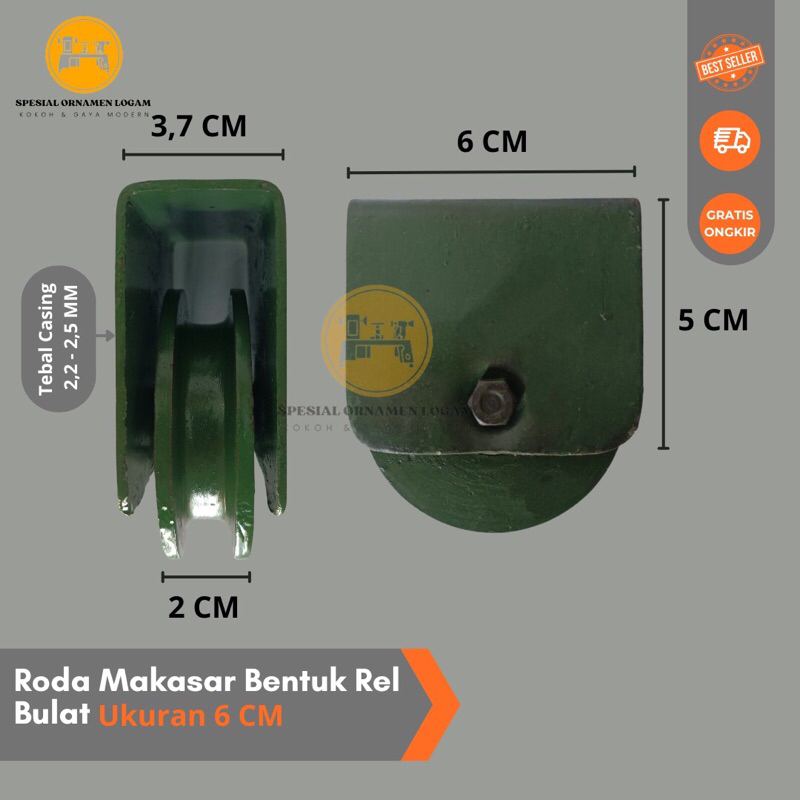 Jual Roda Pagar Besi Ukuran 6CM Warna Hijau Bentuk Rel Bulat l Roda ...