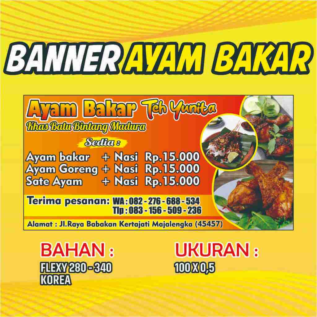 Jual Spanduk Banner Ayam Bakar/ Banner Ayam Bakar Custom/Free Desain ...