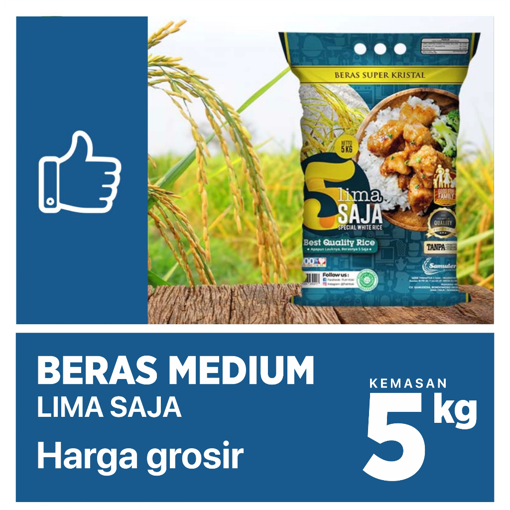 Jual Beras Lima Saja Medium 5kg/Beras Murah | Shopee Indonesia
