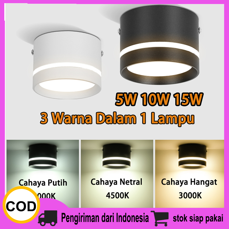 Jual Lampu Downlight Plafon 3 warna Downlight Outbow 5w 10w 15w Lampu ...