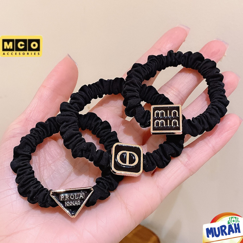 Jual Karet Rambut Fashion Wanita Ikat Rambut Scrunchie Hitam Kecil MCO ...