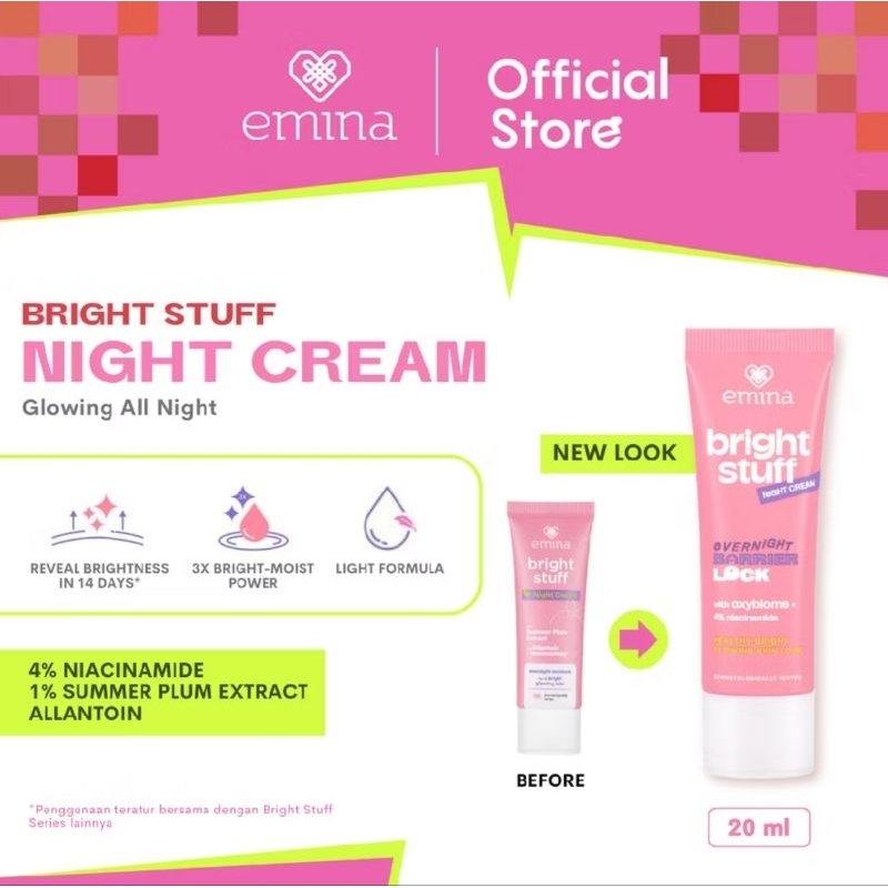Jual Emina Bright Stuff Night Cream 20g | Shopee Indonesia