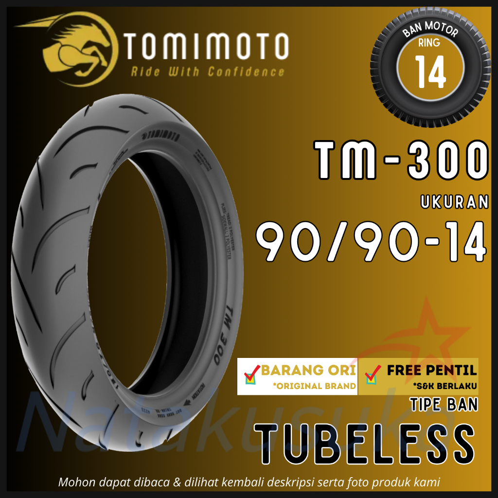 Jual TOMIMOTO TM300 90/90-14 Tubeless ( TL ) ORI PRODUK INDONESIA ...
