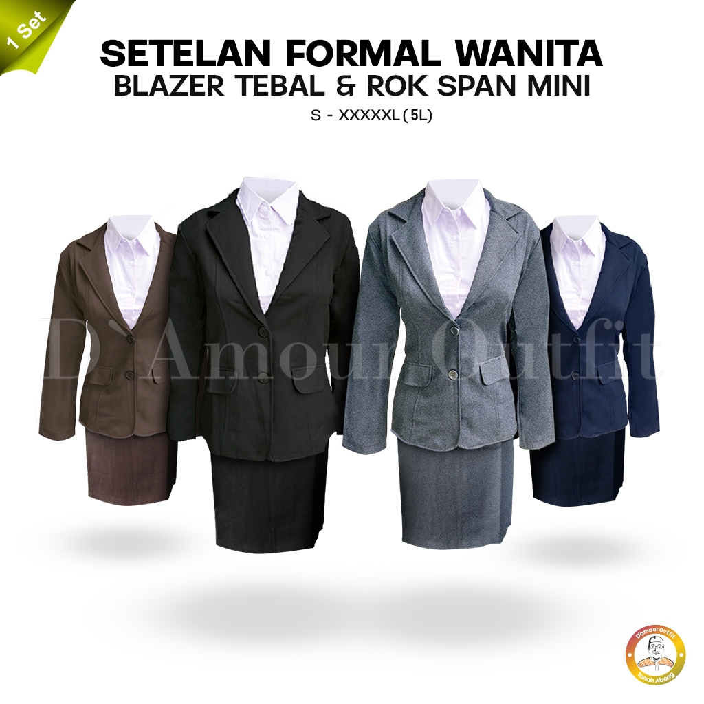 Jual One Set Jas Blazer Rok Span Mini Pendek Wanita Stelan Jas Kerja ...