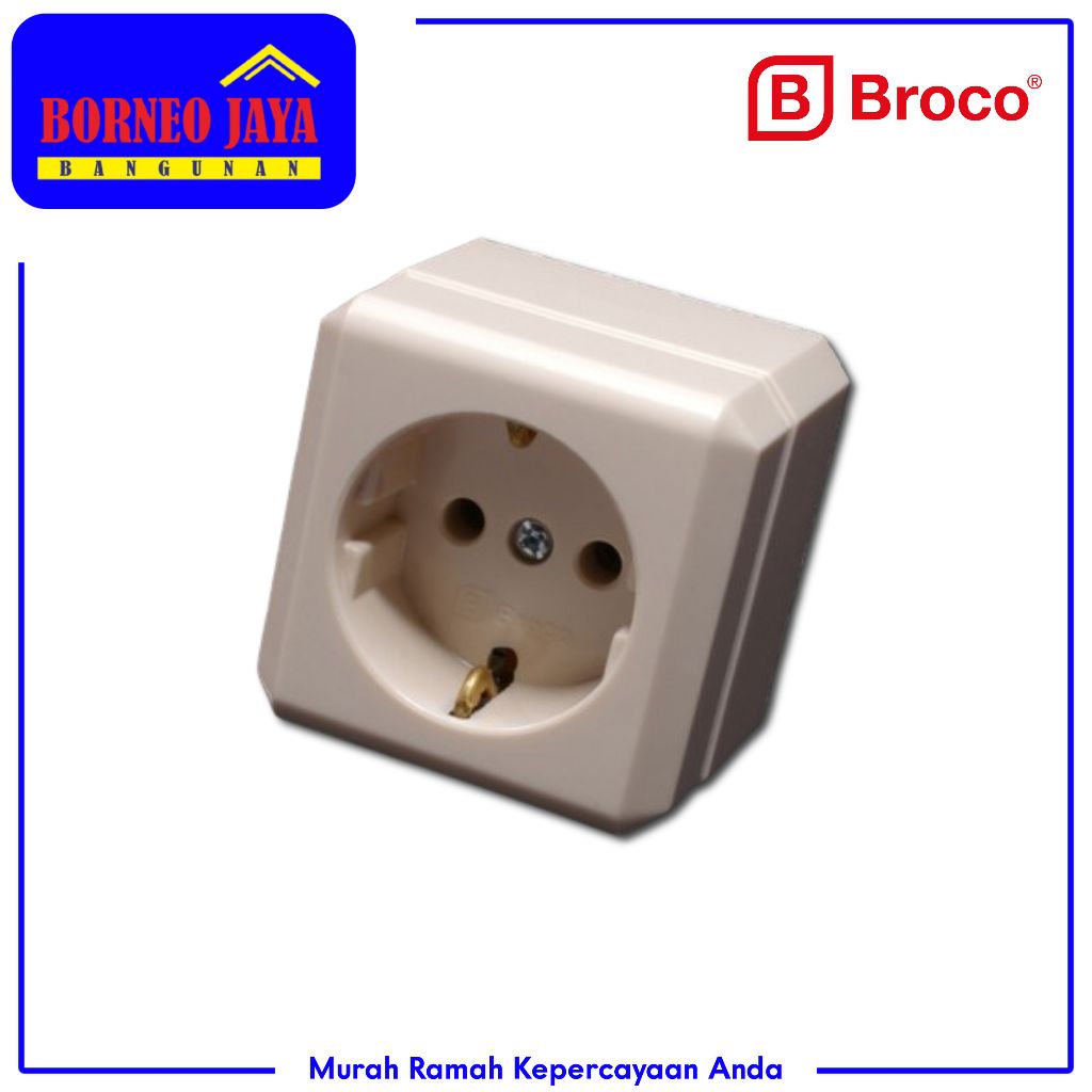 Jual OB Broco Stop Kontak 1541 ( Luar tembok / Tempel ) Warna Cream ...