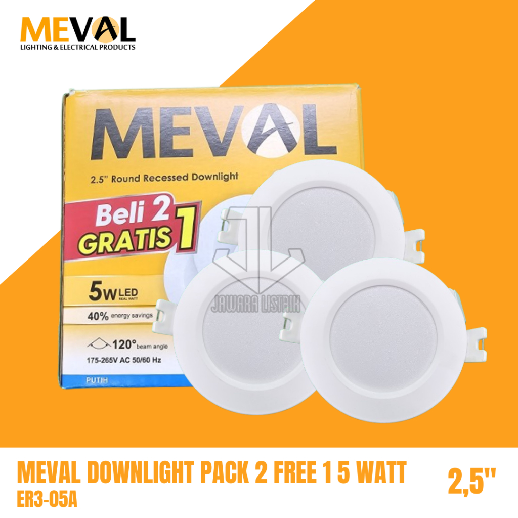 Jual MEVAL DOWNLIGHT INBOW ER3-05A LAMPU TANAM LAMPU PANEL BULAT HEMAT ...
