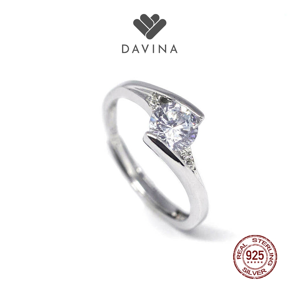 Jual DAVINA Ladies Ola Ring Sterling Silver 925 - Cincin Wanita Perak S925 Tunangan Nikah ...