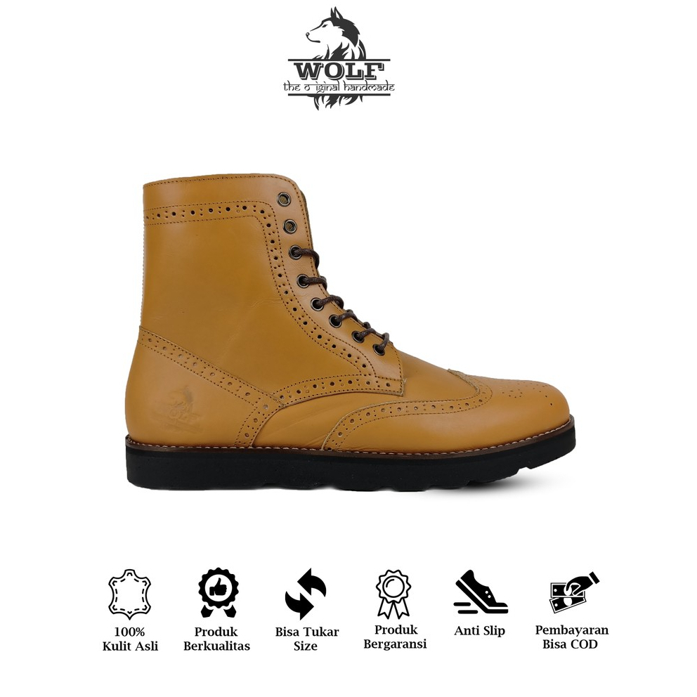 Jual WOLF DOBERMAN Tan sepatu boot kulit asli jenggel jengle riding ...
