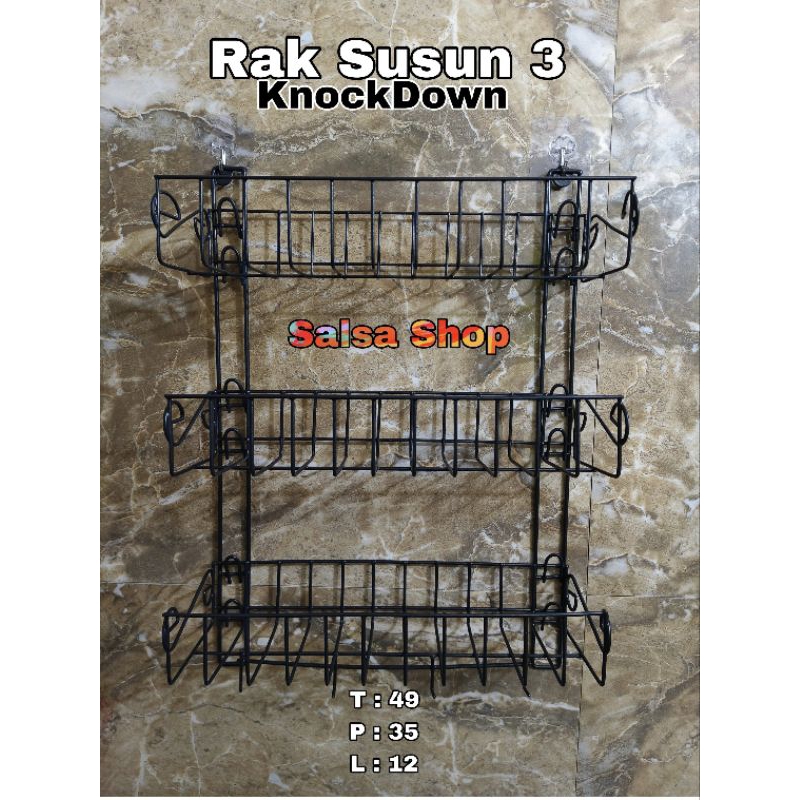 Jual PROMO RAK JUMBO SUSUN 3 HITAM RAK BUMBU/RAK SHAMPO/RAK BOTOL/RAK ...