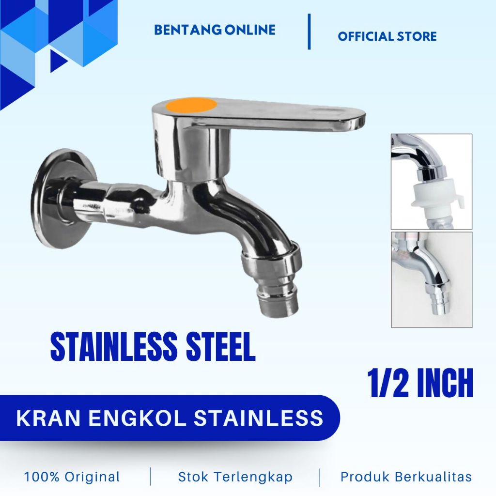 Jual Kran Air Engkol Stainless Steel 1/2 Inch Keran Tembok Dinding ...