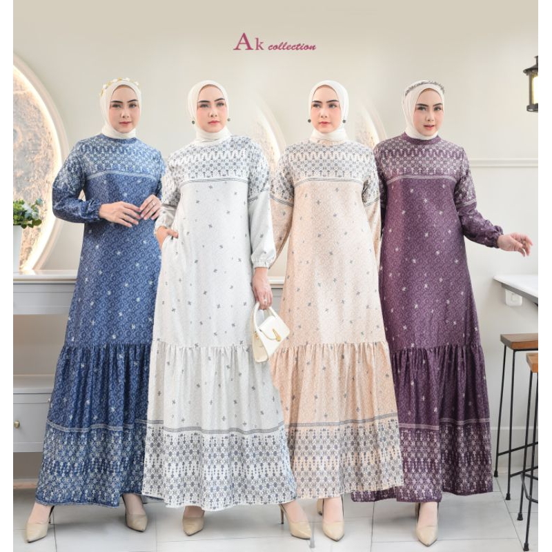 Jual gamis terbaru bahan silk premium model terbaru //motif viral ...