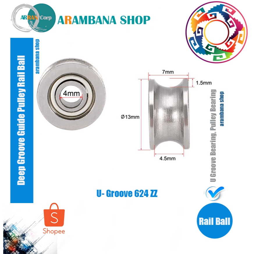 Jual U Groove Guide U 624 ZZ bearing linear rail ball bearings | Shopee ...