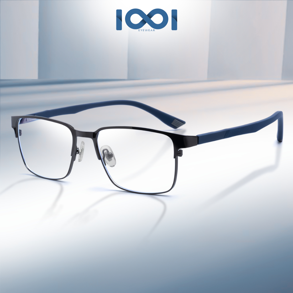 Jual IOOI Eyewear - Frame Kacamata Kotak Persegi Metal TR Lentur Bisa ...