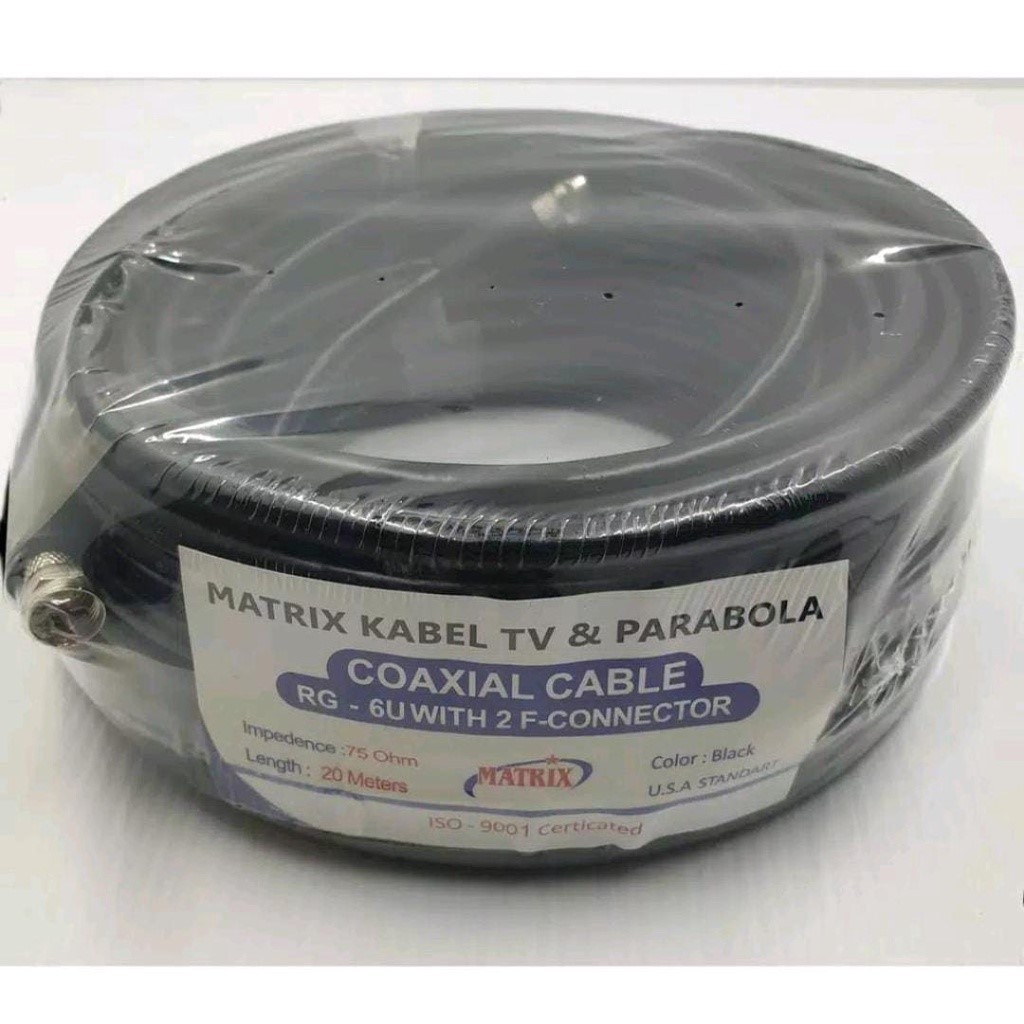 Jual Kabel TV & Parabola RG6 20m + 2F Connector Matrix - | Shopee Indonesia